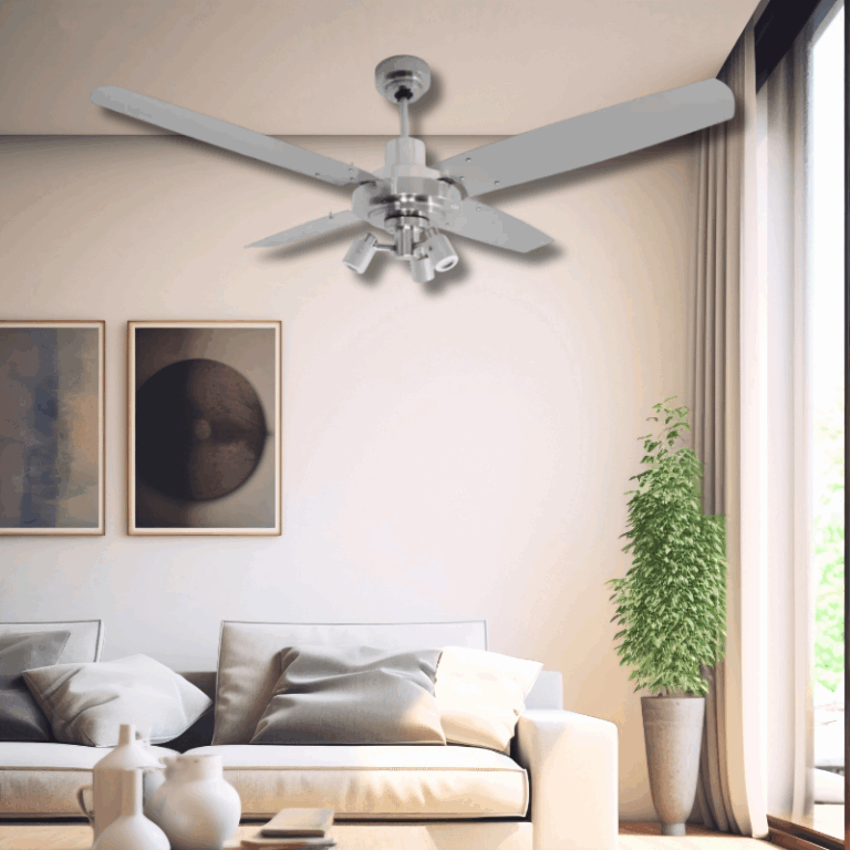 Ventilador de Techo Barcelona Platil con Spot FLP y Palas Metálicas Grises | Martin & Martin